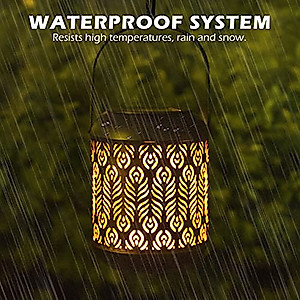 LeiDrail Solar Lantern Outdoor Garden Hanging Lanterns Metal Christmas Decoration Light Warm White LED Waterproof Landscape Lighting for Table Pathway Party Yard - 2 Pack