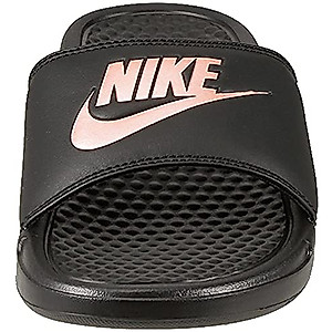 Nike Womens Benassi Just Do It Slide Sandal (BLACK/ROSE/GOLD, numeric_7)