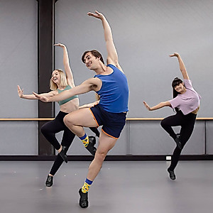 Split Sole Jazz Shoes for Women and Men's Dancing, Black (7.5W / 6.5M)