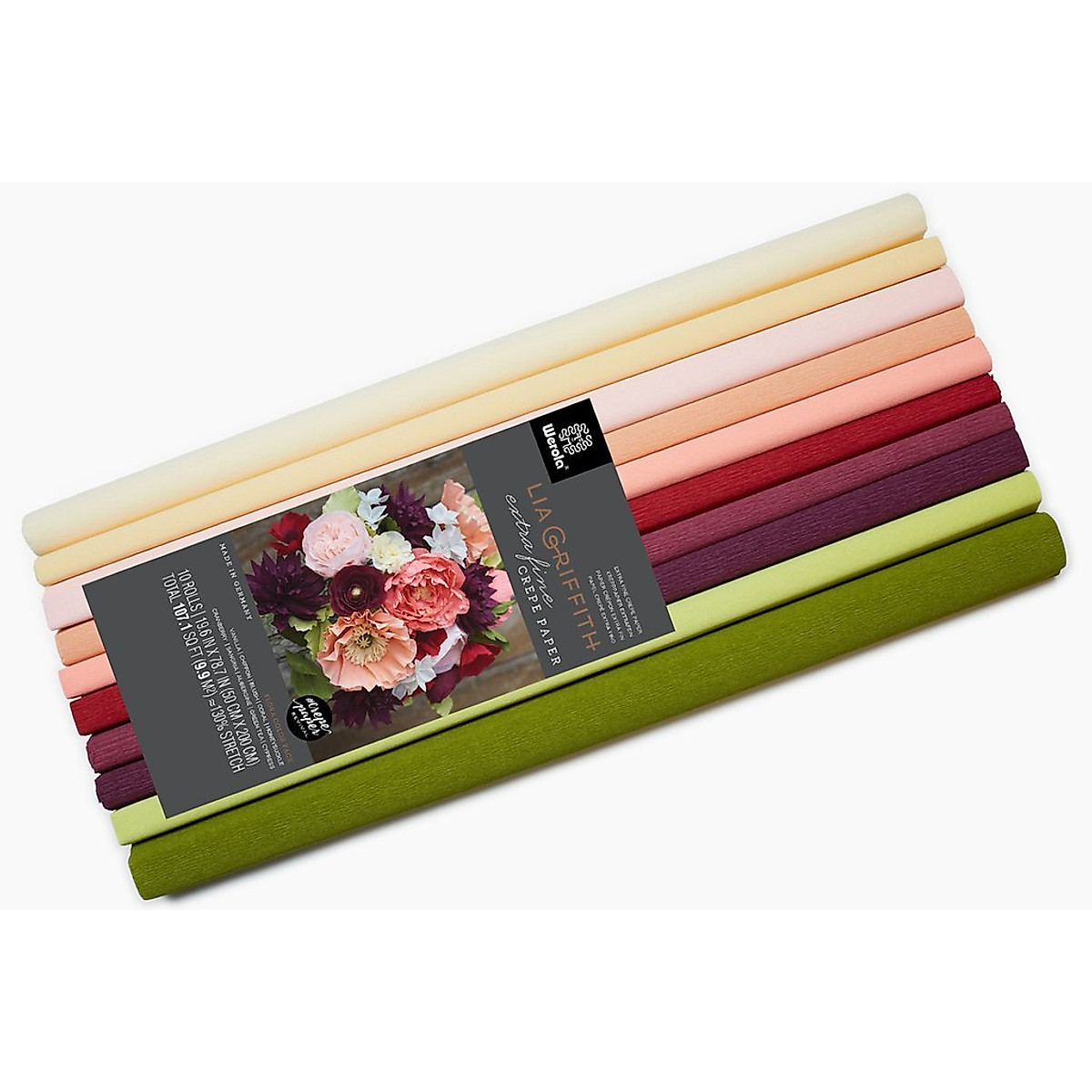 Lia Griffith Extra Fine Crepe Paper Folds Rolls, 10.7-Square Feet, Assorted Colors