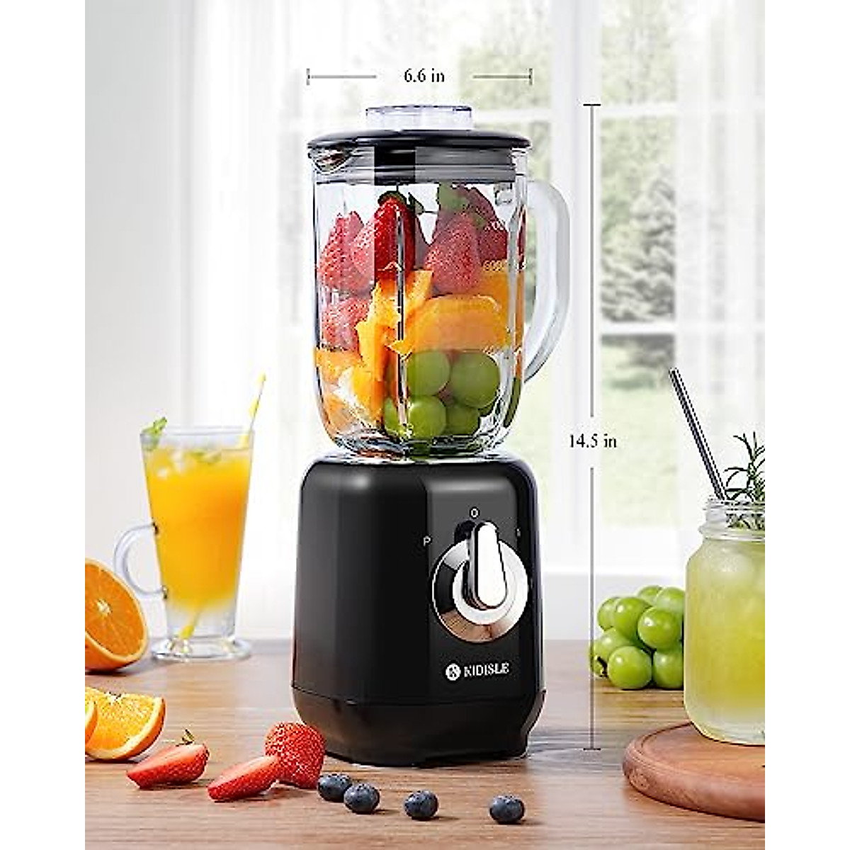 KIDISLE Retro Blenders for Kitchen, 34oz Glass Jar, 700W Smoothie Blender for Shakes and Smoothies, 3 Adjustable Speed for Milkshake, Ice Crush, Puree and Frozen Fruit, Black