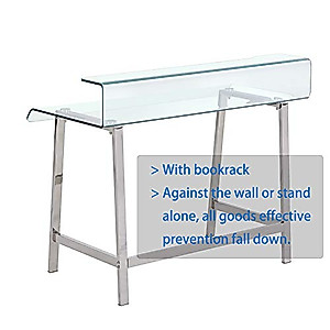 SMARTIK Modern Computer Desk Thicken Glass Desk for Small Spaces, Writing Desk Workstation Office Desk, Easy Assembly Writing Computer Desk for Home (S-Desk-002)