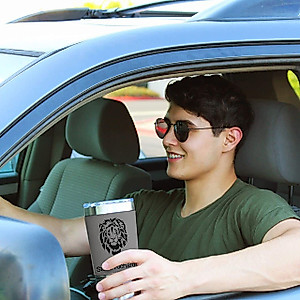 LaserGram 20oz Vacuum Insulated Tumbler Mug, Dump Truck, Personalized Engraving Included (Faux Leather, Gray)