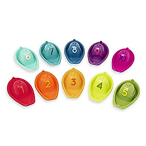 Battat – 10 Bath Boats – Numbered & Stackable Bathtime Toys – Floating Toy Boats for The Bath, Pool, Beach – Educational Toys – 6 Months + – Stackin’ Boats