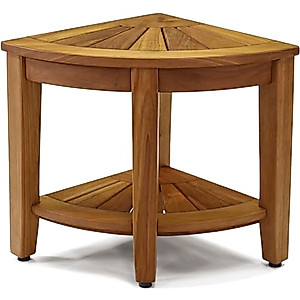 AquaTeak The Original 15.5" Kai Corner Teak Shower Bench with Shelf