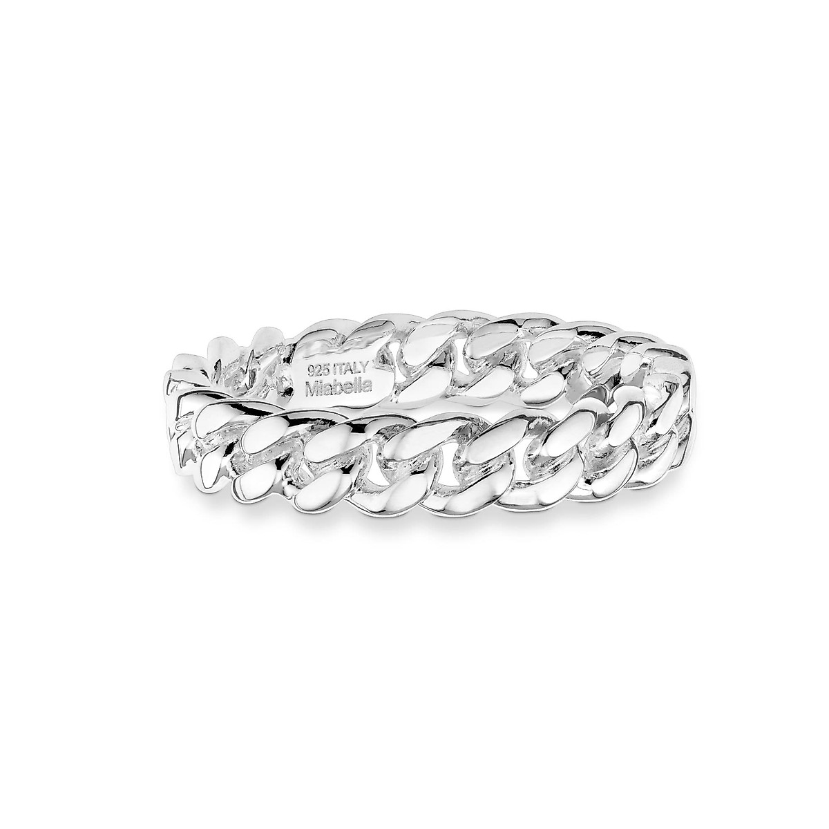 Miabella 925 Sterling Silver Italian 4mm Cuban Link Band Ring for Women Made in Italy (12)