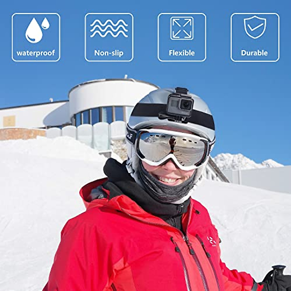 Haoyou Head Strap Mount with Storage Bag, Compatible with Gopro Hero 11/10/9/8/7/6/5/4/3+/3/Session/Hero 2018/Akaso/DJI Osmo and More Action Cameras