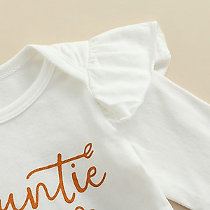 Newborn Infant Baby Girls Clothes Set Auntie Saying Letter Rompers Floral Daisy Pants Headband (White Bestie, 0-3 Months)