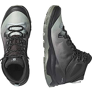 Salomon VAYA MID Gore-TEX Hiking Boots for Women, Stormy Weather/Black/Trooper, 5