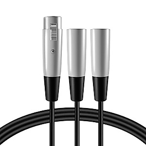 TNP XLR Splitter Patch Y Cable Adapter Cord - 1 Female to 2 Male, XLR3 Female to Dual XLR3 Male, XLR3F to 2 XLR3M Y Cable Connector Wire Cord Plug (6 inch)