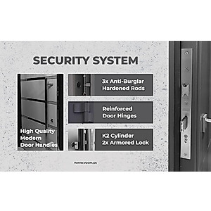 Front Exterior Prehung Glass Steel Door 36 x 80 inches Left-Hand/Deux 1744 Natural Oak/Stainless Inserts Single Modern Veneer