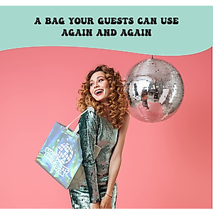 Last Disco Bachelorette Gift Bags (Set of 12) 70s Bachelorette Party Favors Bags I Bachelorette Night Fever Non-Woven Disco Tote Gift Bags I Iridescent Bridesmaid Bags