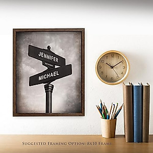 Couples Gift Ideas | Customized Gifts - Engagement Gifts for Couples | Wedding Gifts | One Year Anniversary Gifts for Men | Personalized Street Sign | Lovers Crossroads | One Year Anniversary Gifts