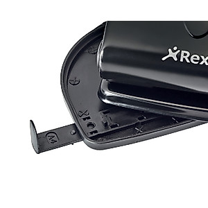 Rexel V412 4 Hole Punch, 12 Sheet Capacity, Adjustable Guide Bar, Metal, Black, 8309