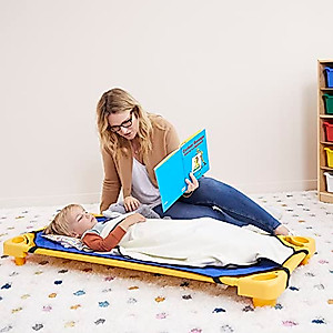 ECR4Kids Stackable Kiddie Cot, Standard Size, Classroom Furniture, Ready-To-Assemble, Yellow, 6-Pack