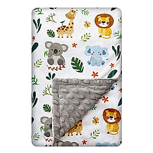 Baby Blanket for Boys Girls Double Layer Soft Plush Minky Blanket with Dotted Backing, Toddler Baby Newborn Blanket Shower Gifts (Cute Animal, 30 X 40 inches)