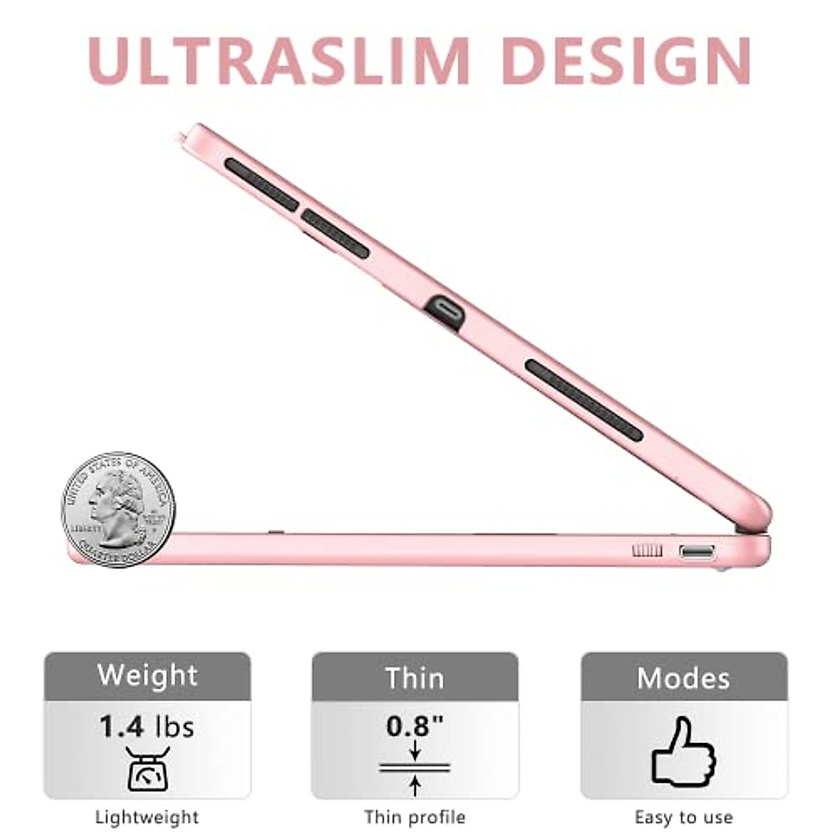 iPad Pro 11 inch Case with Keyboard, iPad Air 5/Air 4 10.9 inch Keyboard Case with Trackpad, Keyboard Case for iPad Air 5/Air 4 and iPad Pro 1-4 Gen, Backlit 10 Color & 360 Screen Rotation - Rose Gold