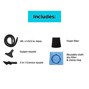 BLACK+DECKER Shop Vacuum Wet and Dry, 3 Gallon 3.0 Peak HP, 3-in-1 Portable Shop Vacuum with Accessories, Vacuum Cleaner for Home, Pet and Car(BDXV18910P-3)