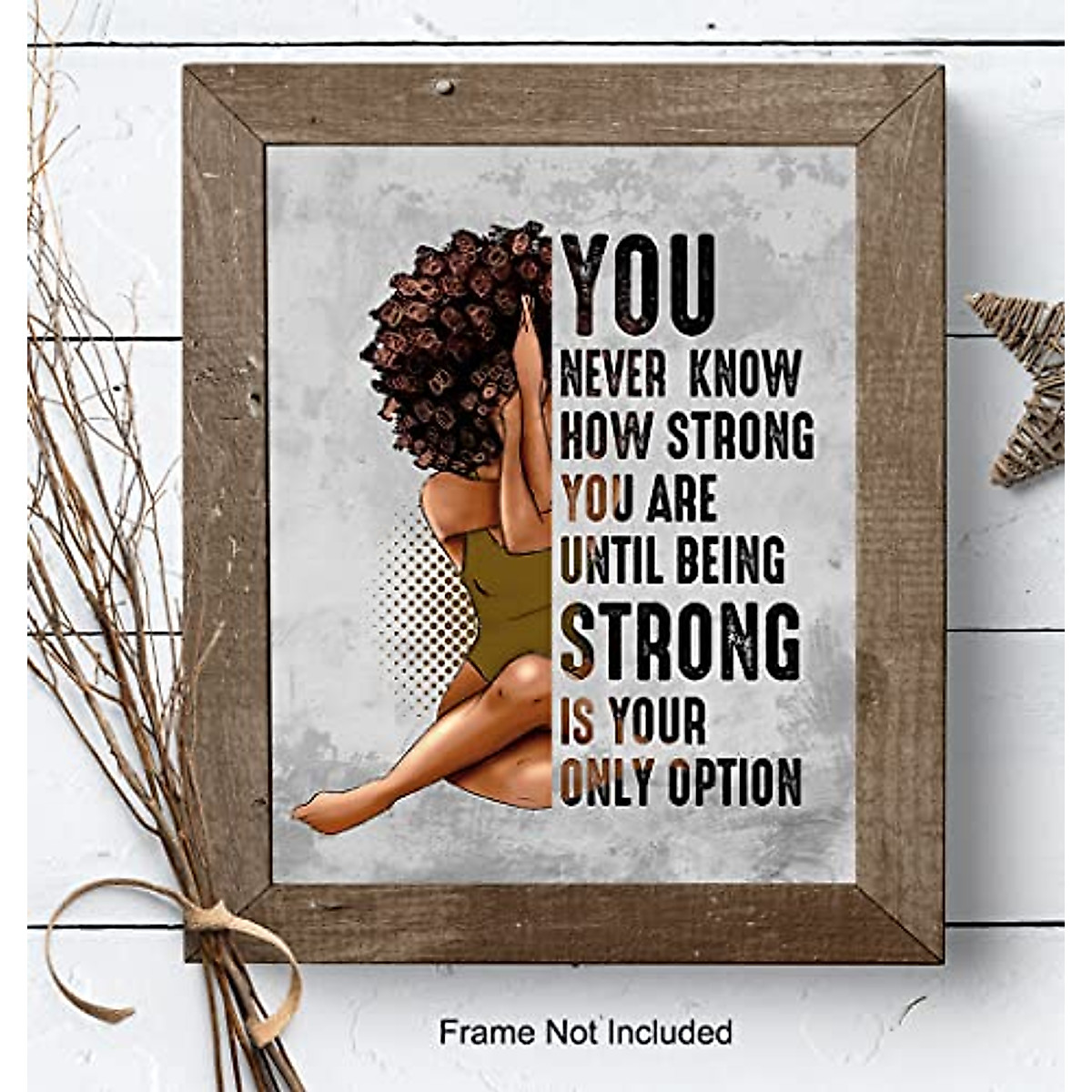 Inspirational African American Wall Art & Decor - Black Art - Encouragement Gifts for Women Woman - Uplifting Positive Quotes - Afro Girl - Motivational Posters - Bedroom Living Room Home Office