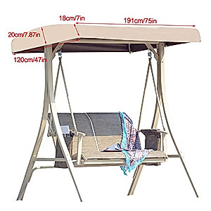 HADMB Swing Canopy Cover 3 Seater, Waterproof Replacement Canopy for Garden Swing Seat,Patio Hammock Swing Top Cover, Garden Furniture Cover for Patio(Only Canopy Cover)