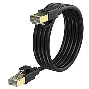 veetcom Cat8 Ethernet Cable 100FT, High Speed 26AWG Cat8 LAN Network Cable 40Gbps, 2000Mhz with Gold Plated RJ45 Connector, Heavy Duty Weatherproof S/FTP UV Resistant for Modem, Router/Gaming/Xbox