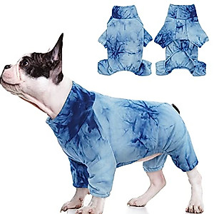 FUAMEY Dog Pajamas,Tie Dye Puppy Turtleneck Sweater,Dog Clothes for Small Dogs Girl Boy,Dog Outfits Sweatshirt for Medium Dogs,Sphynx Hairless Cat Onesies Shirts,Doggie Jumpsuit,Frenchie Jammies