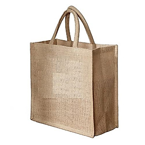 Globyz Jute Bag with Initials Burlap Tote Bag with Reinforced Handle for Women Men Grocerry Shopping Bridesmaid (X, Small (28 * 25 * 12 CM))