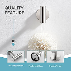 Angle Simple Robe Towel Hook Brushed Nickel, SUS304 Stainless Steel Bathroom Towel Holder, Kitchen Shower Towel Hanger, Wall Mount