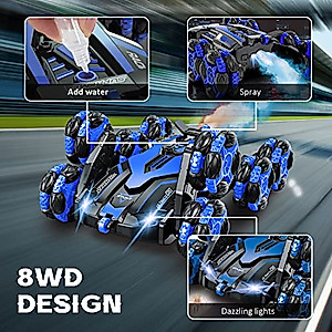 Remote Control Car for Boys 4-7 & 8-12, Kids RC Stunt Car Toy, 360 ° Rotating Remote Control Car Toys with Spray and LED, 2.4Ghz RC Cars, 2 Batteries, Birthday Gift for 6, 7+ Year Old Boys