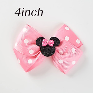 Baby Girls Mouse Ears Hair Bow Clips 4pc Birthday Party Dress Up Cartoon Hair Accessories 4 Inch Polka Dot