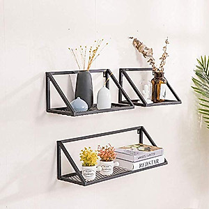 PIBM Stylish Simplicity Shelf Wall Mounted Floating Rack Shelves Simple Iron Art Bedroom Bookshelf Storage,3 Sizes,2 Colours, Black , C60x18x18cm