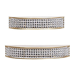 Deco 79 Metal Geometric Wall Shelf with Crystal Embellishments, Set of 2 5", 5"H, Gold