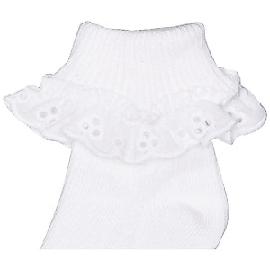 Jefferies Socks baby girls Newborn Eyelet Lace 3 Pair Pack infant and toddler socks, White, 3-12 Months US