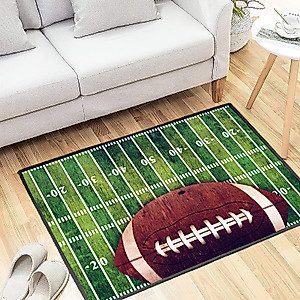 Sports Area Rug,Retro American Football Field and Rugby Floor Mat Non-Slip Doormat Living Dining Dorm Room Bedroom Decor Carpet 24X16inch