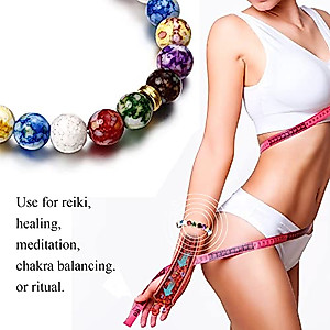 Pulsera Arus 7 Chakras Original,Healing Stones Bracelet Chakra Bracelets for Women 7 Chakra Bracelet Healing Crystal Stone Bracelets Yoga Balance Energy Volcanic Stones Bracelet Christmas Gifts