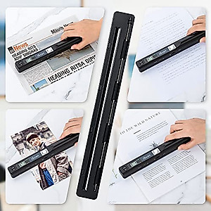 Portable Scanner 900 DPI A4 Document Scanner Handheld for Business, Photo, Picture, Receipts, JPG/PDF Format Selection, Support Micro SD (Not Included) Card, Include a Pair of AA Batteries