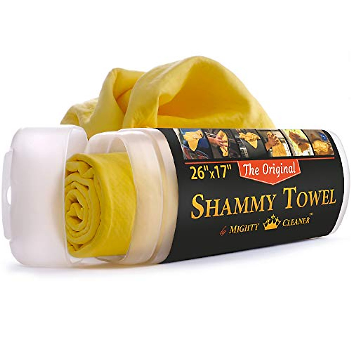 Premium Chamois Cloth for Car Drying - 26”x17” - Super Absorbent Reusable Shammy Towel for Car + Storage Tube - Scratch-Free Car Shammy Towel