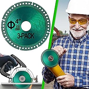 Indestructible Disc 2.0 - Cut Everything in Seconds, Indestructible Disc for Angle Grinder, 4" x 1/25" x 4/5” Diamond Cutting Wheels for Smooth Cutting, Chamfering, Grinding of All Materials (3-Pack)