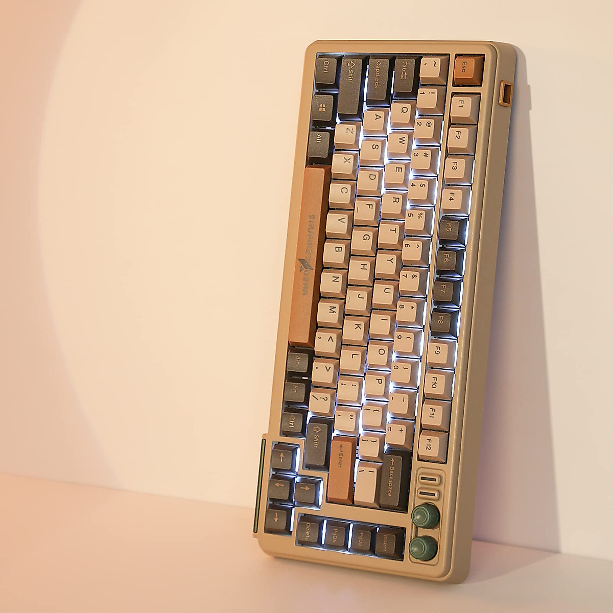 Shurikey 75% Gaming Keyboard Wireless Wired Compact 80% Retro Mechanical Keyboard with ABS Double Shot keycaps - Saizo 002 (Varmilo EC V2 Moxa Switch)