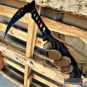 KCCEDGE BEST CUTLERY SOURCE Hunting Knife Tactical Knife Survival Knife 12" Scythe Fixed Blade Knife Full Tang Blade Camping Accessories Survival Kit Survival Gear Tactical Gear 80015 (Black)