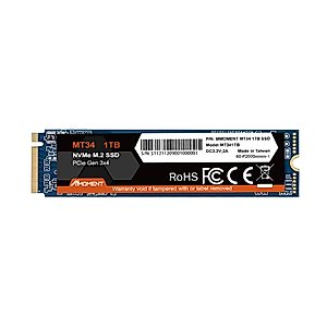 MMOMENT MT34 1TB PCIe Gen3 NVMe M.2 2280 Internal Solid State Drive, Gen3.0X4, Read Speed up to 2000MB/s, for Laptop and PC Desktop