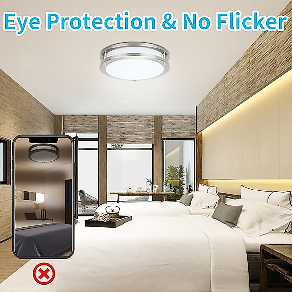 Drosbey 36W LED Ceiling Light Fixture, 13in Flush Mount Light Fixture, Ceiling Lamp for Bedroom, Kitchen, Bathroom, Hallway, Stairwell, Super Bright 3200 Lumens, 5000K Daylight White