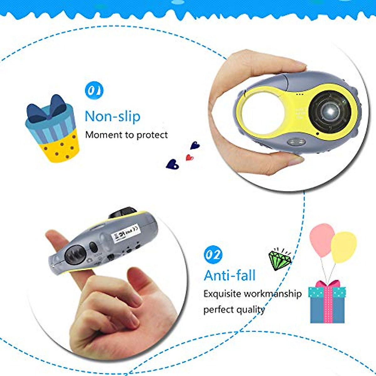 Vifemify Children Camera High Definition Dustproof Anti‑Fall Cartoon Mini Kid Camera Gray Toddler Camera Kids Camera Toy Camera