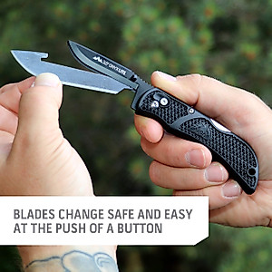 OUTDOOR EDGE 3.0" Onyx EDC - Replaceable Blade Folding Pocket Knife with Dual Thumb Opener and Pocket Clip with 3 Blades