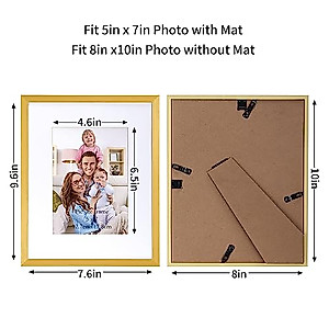 Giftgarden Gold 8x10 Picture Frame Set of 10, Matted to 5x7 Picture with Mat or 8 x 10 Photo without Mat, Multi Golden Frames for Wall and Tabletop Display