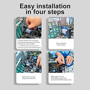 10Gtek PCIe SATA Card 4 Port with 4 SATA Cables and Low Profile Bracket, 6Gbps SATA3.0 Controller PCI Express Expansion Card, X1, Support 4 SATA 3.0 Devices