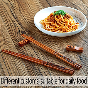 CAEKAIGTA Chopsticks Reusable, Wooden Dragon and Phoenix Chopsticks, Reusable Chopsticks Dishwasher Safe,Chopsticks Set Gift Box packaging（2 pairs）