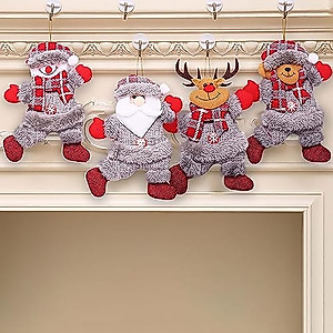 Christmas Tree Plush Ornaments Set, Plush Christmas Ornaments Santa Elk Bear Snowman Ornaments for Christmas Tree Xmas Home Holiday Decorations Christmas Ornaments