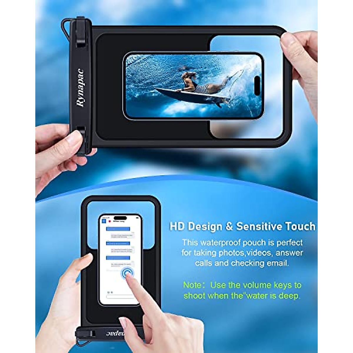 [Up to 10"] Large Waterproof Phone Pouch Bag - 2Pack, Waterproof Case Compatible with iPhone 14 Pro Max/13/12/11/XR/X/SE/8/7,Galaxy S22/S21 Google, IPX8 Cellphone Dry Bag Beach Vacation Essentials