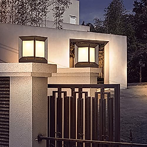 JSBDPHW Modern Minimalist E27 Pillar Lamp Outdoor Courtyard Fence Column Light Acrylic Lampshade Villa Gate Waterproof Post Light Lawn Road Lighting Landscape Light